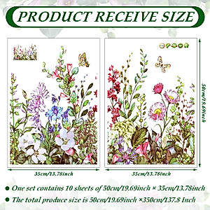 Outus Flower Wall Decals Large Flower Clusters Butterfly Greenery Wall Sticker Removable Peel and Stick Art Murals for Kids Room Nursery Classroom Bedroom Living Room Home(19.69 x 137.8 Inch)