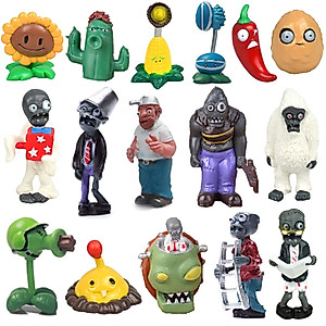 JHESAO 16PCS Plants PVZ Toys Set Figurines Zombies Series PVZ Plush PVC Toys New, Great Gifts for Kids and Fans, Birthday and Party