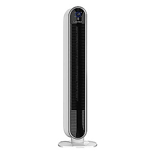 Lasko Smart Oscillating Tower Fan Powered by Aria, Wi-Fi Connected, Voice Controlled, Compatible with Alexa and Google Assistant, Timer, 5-Speeds, 40", White, T40735, Large