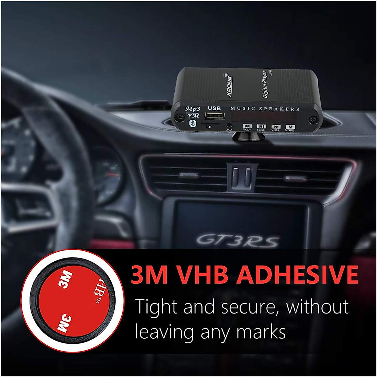 Bluetooth Audio Receiver FM Radio,MP3 Digital Player,LED 4-Digital Display,SD Card/USB Playback 3.5mm Audio Output(Black)