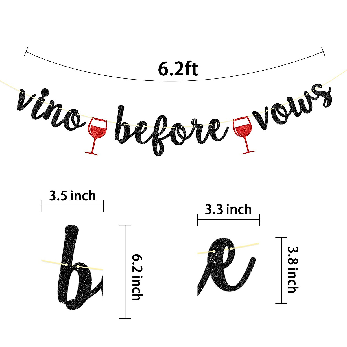 Dill-Dall Vino Before Vows Banner, Bridal Shower Banner, Bridal Shower/Bachelorette Wine Winery Party Decorations (Black)