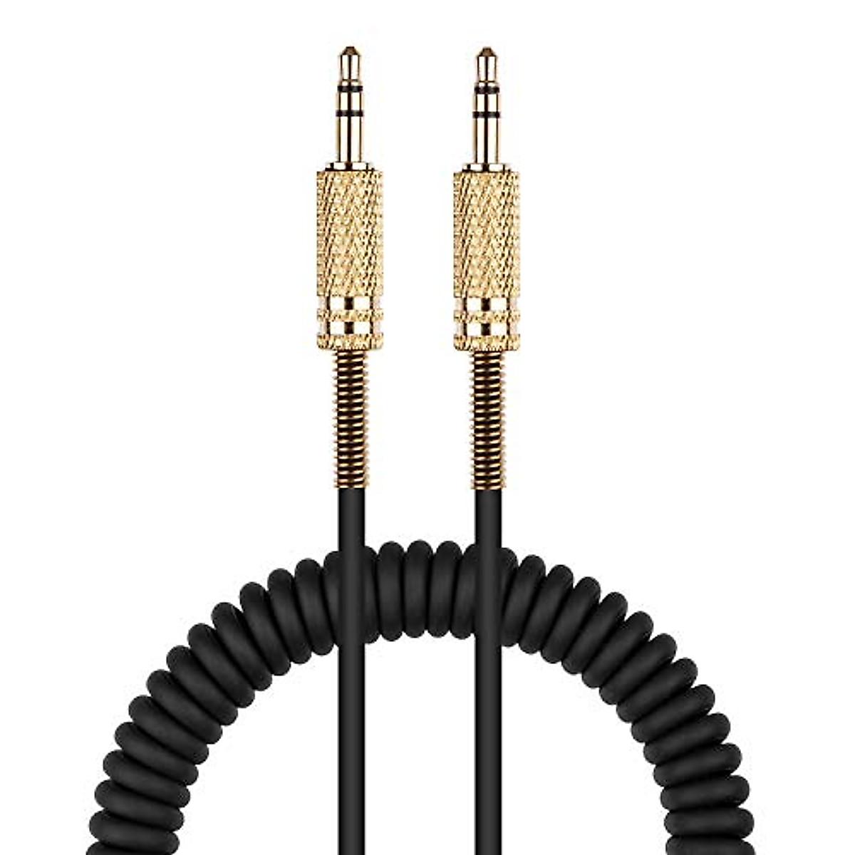 weishan Car Aux Cord, 3.5mm Coiled Male to Male Stereo Audio Cable Aux Cord Replacement for Alexa Dot, Headphones, Home Stereos, Speaker, iPhone, iPad, iPod, 2ft to 8ft Long