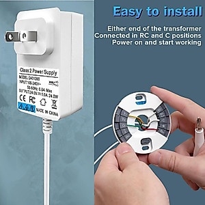 DC24V1000mA Doorbell Transformer,for Ring Doorbell Transformer C Wire Adapter Thermostat, Compatible with Wyze, Ring, Nest Ecobee, Honeywell, Eufy and Nest Hello Video Doorbells,White 33 Foot Length