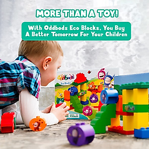 ODDBODS Eco Blocks, Sugarcane Plant-Based Building Block Toys for Toddlers and Preschool Kids, Compatible with Other Building Block Toys, Multicolor, 41 Piece Starter Set