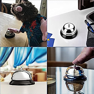 MROCO Big Call Bells, 3.38 Inch Diameter, Chrome Finish, All-Metal Construction, Desk Bell Service Bell for Hotels, Schools, Restaurants, Reception Areas, Hospitals, Warehouses (Silver)