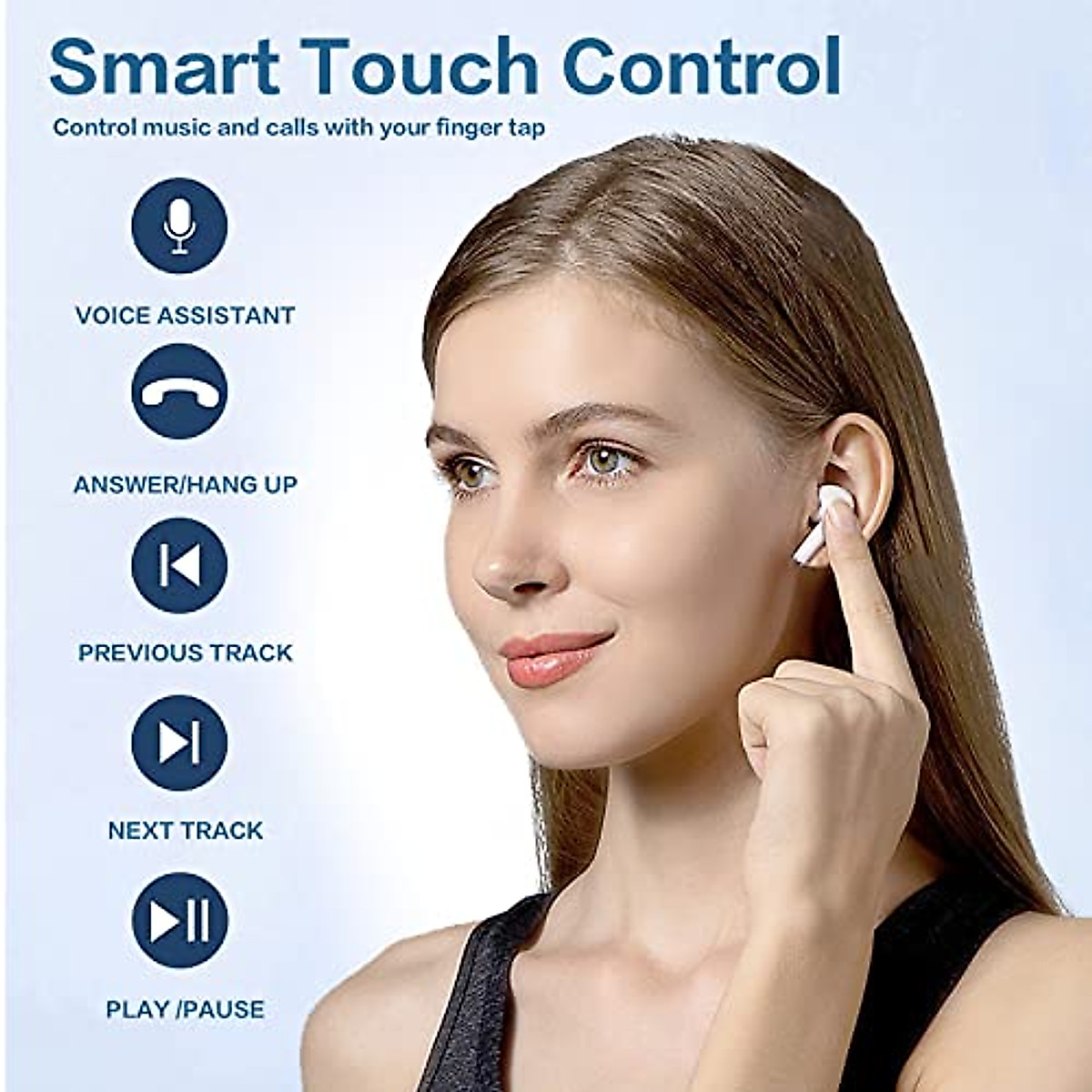 Wireless Earbuds,Bluetooth 5.1 Earbuds in Ear with Noise Cancelling Mic,Hi-Fi Stereo Bluetooth Headphones 30H Playtime IPX6 Waterproof Earphones,Pop-ups Auto Pairing Headset for Sport Home Office