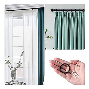 CALIDAKA Curtain Rings, 24Pack Black Curtain Rings and Hooks, 30mm Metal Hanging Rings with Curtain Hooks, Durable Curtain Drapery Pole Rod Rings for Window Rods, Shower Curtains Hanging