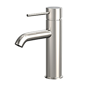 Ivanees Bathroom Sink Faucet Single Handle, Single Hole Faucet, Hot & Cold Mixer Tap Bathroom Faucet, Lead-Free Solid Brass Faucet, Brushed Nickel Finish, Deck Mounted Bath Faucet