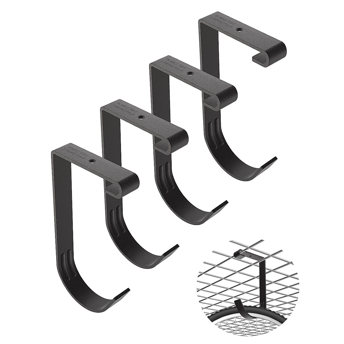 Bike Hooks for Garage Ceiling Mount Rack – Heavy Duty 4X8 Overhead Garage Storage Rack for Ceiling Hanging Bicycle Shelves, Add on Storage Flat Hooks Accessory and Wall Hanger (Flat Hook 4 Pack)