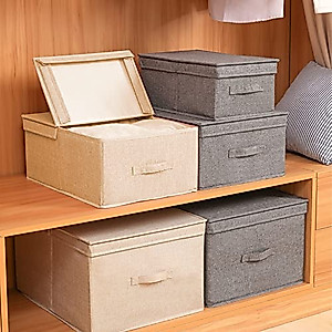 Futureskyfish Collapsible Storage Bins with Lids Closet Storage Bins Fabric Storage Bin with Lid Extra Large Storage Bins with Lids Clothing Sto Beige