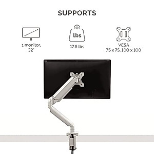 Fellowes 8056401 Platinum Series Adjustable Computer Monitor Stand for Desk with Single Monitor Arm, 32 Inch Monitor Capacity