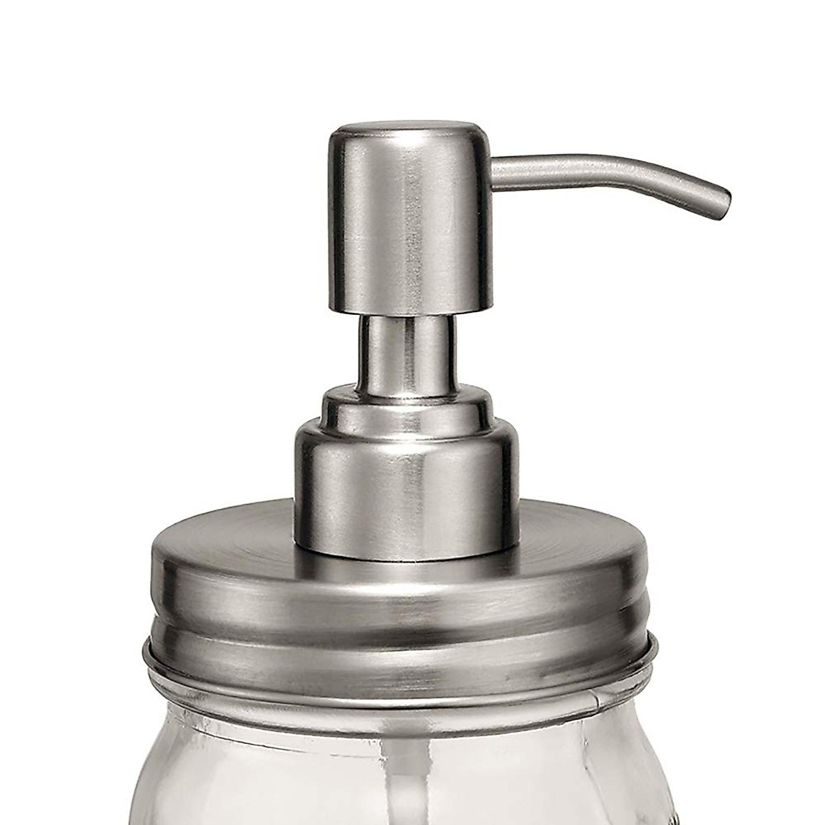 4 Pack Mason Jar Soap Dispenser Lids with Pumps, Rustproof Stainless Steel Lotion Soap Dispenser Lids Replacement for 16 oz Regular Mouth Mason Jar Decor, 4 Brushes Included Silver