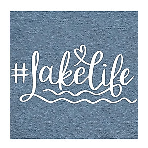 Dapiaoliang Lake Life Shirts for Women Funny Vacation Graphic Tee Casual Summer Short Sleeve Blouses Round Neck Loose Tunic Top Ink Blue, Small