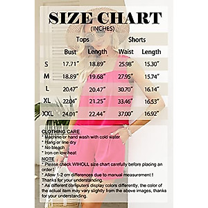 Hot Pink Sets Women 2 Piece Outfits Comfy Sleeveless Tracksuit Set Shorts XL