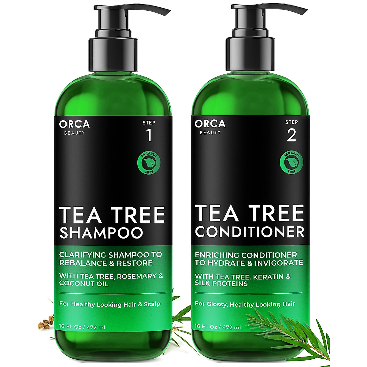 Tea Tree Oil Shampoo and Conditioner Set for Oily Hair, Dry Scalp & Dandruff - 2x16oz for Men & Women