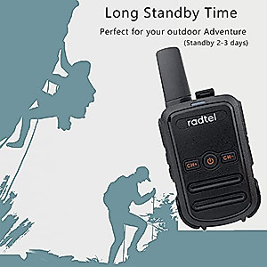 Radtel RT12 Walkie Talkies for Adults Rechargeable 2 Pack, Long Range Handheld FRS Two Way Radio 16CH Handsfree VOX for Camping Hiking (Black)