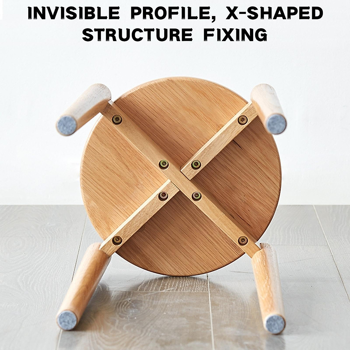 Grewood Small Wood Stool, 100% Oak Wood Kitchen & Dining Room Bench, Kids Stools, Stackable Stools for Living Room,Home, Classroom, Easy Assembly, 16.73IN