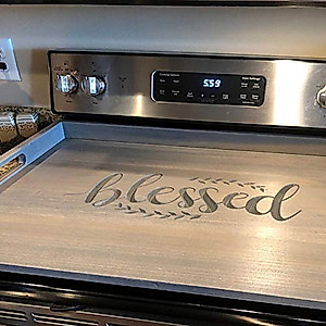 Beautiful Handrcrafted Farmhouse Style Carved Engraved Wooden Stovetop Cover Noodle Board with Optional Personalization