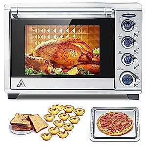 spoonlemon Air Fryer Toaster Oven Combo, 9-in-1 38QT Convection Countertop Oven, Smart Stainless Steel Oven Air Fryer with 75 Recipes & Accessories for 6-Slice Toast 12'' Pizza for Family Feasts