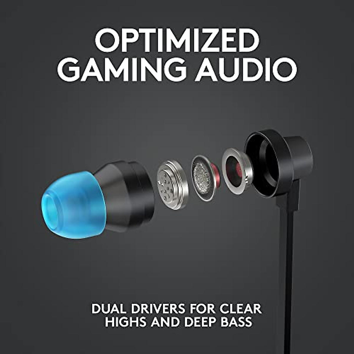 Logitech G333 Gaming Earphones with Dual Audio Drivers, in-line mic and Volume Control, Compatible with PC/PS/Xbox/Nintendo/Mobile with 3.5mm Aux or USB-C Port - Black