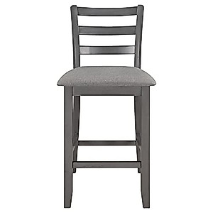 FANYE 5-Piece Counter Height Kitchen & Dining Room Dinette Furniture Sets Include Wooden Square Table with Bottom Storage Shelves and 4 Upholstered Back Chairs for 4 Persons Family Meal,Gray, Grey