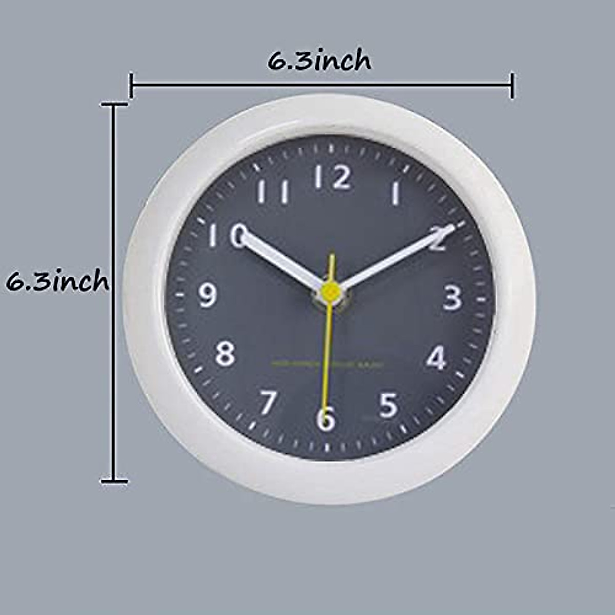 Bathroom Waterproof Wall Clock, Indoor Wall Clock with Suction Cup, Quartz Movement, Plastic Frame, Flexible Choice for Hanging Or Standing, Modern Silent Small Wall Clock for Living Room and Kitchen