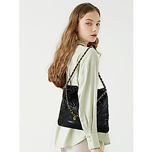 Crossbody Bag for Women Soft PU Leather Handbag Womens Hobo Shoulder bag with Wallet Diamond Plaid (Black)