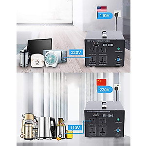 5000 Watt Voltage Converter Transformer- Heavy Duty Step Up & Step Down Power Converter, Convert 110-120V to 220-240V OR 220-240V to 110-120V– DC 5V USB Port(Four sockets)