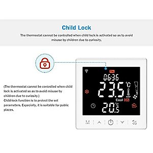 Maiju Floor Heating & Fan Coil for 2 System tat WIFI/485 Modbus with Application & Voice Control 3.5 Inch LCD Display ligent Programmable tat Child Lock Weather Forecast