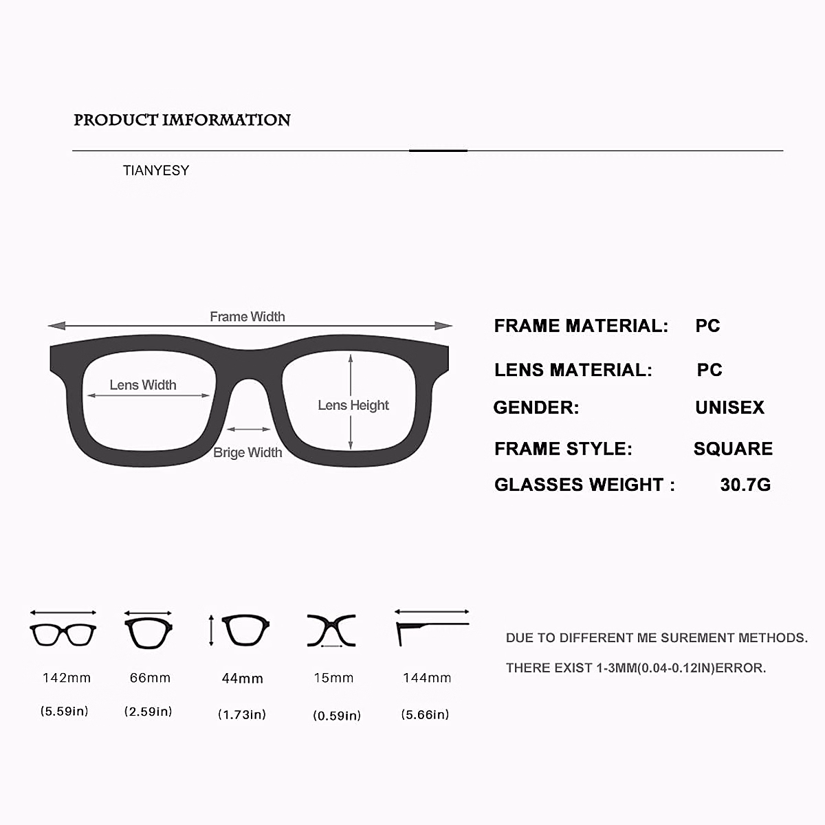 TIANYESY Sunglasses For Women Minimalist Classic Design Fashion UV400 Square Sun Glasses TY2984 (Glossy Black)