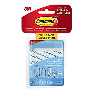 Command Strips 17200CLR Clear Assorted Refill Strips 16 Count