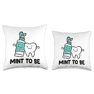 Dental Squad Store Dentist Hygienist Assistant Tooth Mint to Be Toothpaste Throw Pillow, 18x18, Multicolor