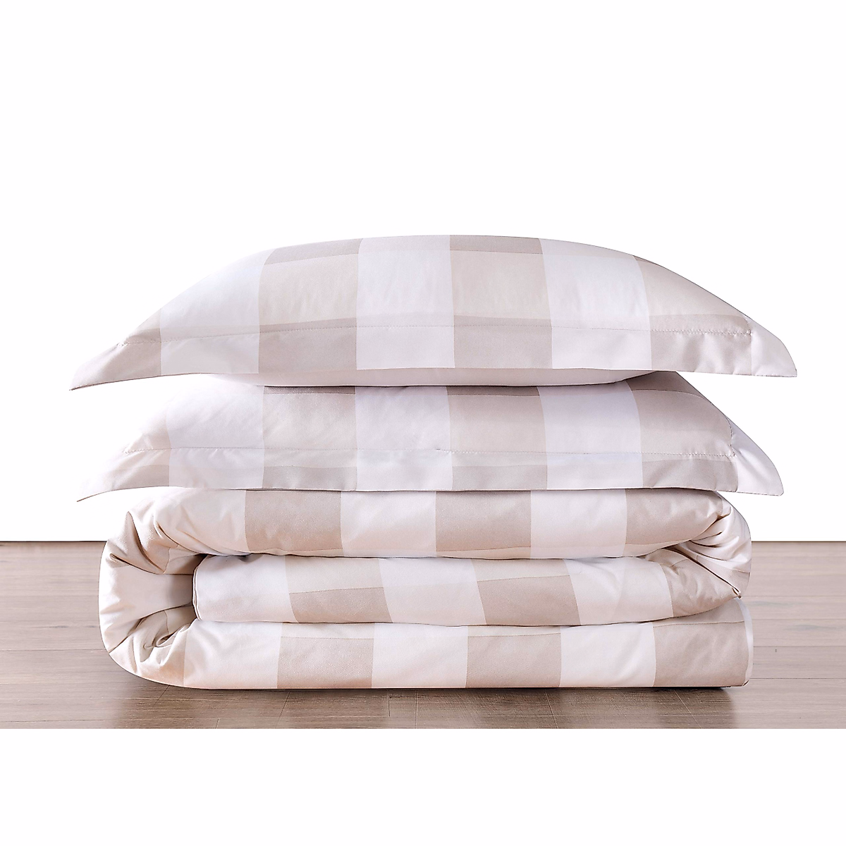 Truly Soft Everyday - King Duvet + Sham Set - Buffalo Plaid Collection - Khaki (DCS2093KHKG-00)