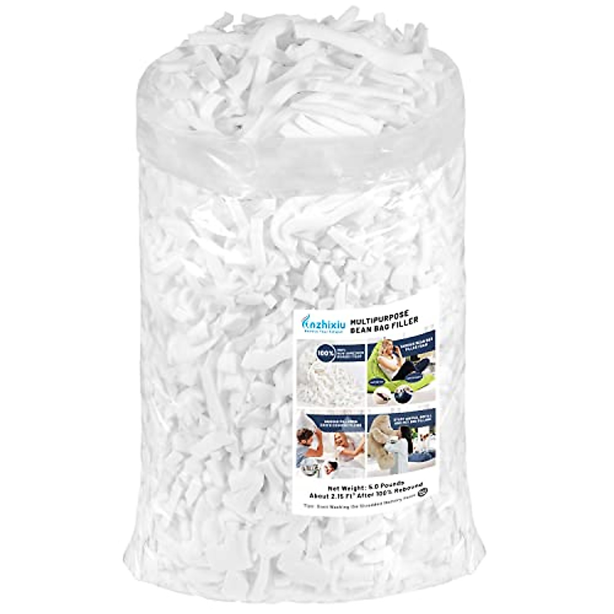 anzhixiu Bean Bag Chair Filler Shredded Memory Foam 100% New,Pillow Stuffing for Couch Pillows, Stuffed Animals, Dog Bed & Couch Cushion Filling, 5 Pounds