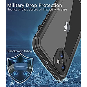 Dewfoam Design for iPhone 13 Mini Waterproof Case, Shockproof Dustproof Phone Case for iPhone 13 Mini with Screen Protector, Full Body Protective Case for iPhone 13 Mini Cover 5.4'' (Black)
