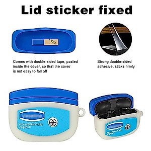 Jowhep Case for Beats Studio Buds Funny Unique 3D Design Cute Silicone Cover Fashion Kawaii Cool Fun Cartoon Wireless Powerbeats Cases for Beats Earbuds Headphones for Girls Boys Teen (Blue and White)