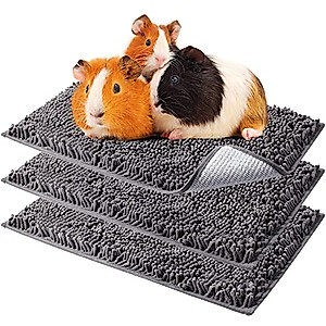 Chumia 3 Packs Guinea Pig Cage Liners Bedding Bulk, Chicken Nesting Pads Reusable Fleece Blanket for Rabbit Small Animals Cage Absorbent Pee Pad Supplies Bed Mat (Gray,16 x 24 Inch)