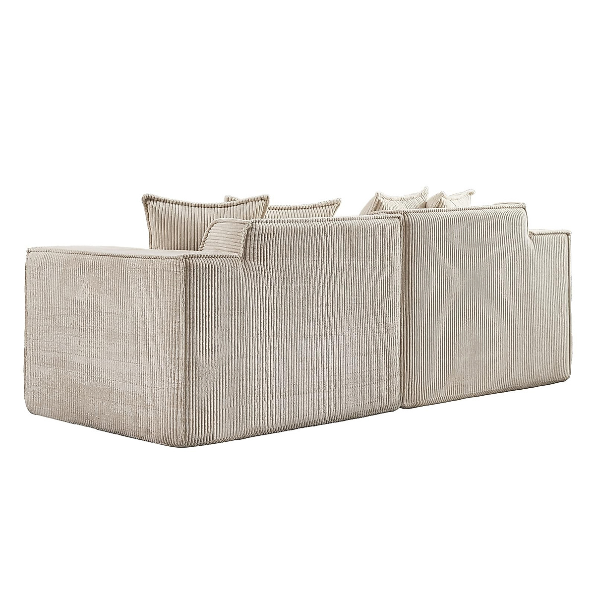 Yogald 78.74" Modern Minimalist Floor Loveseat Sofa, No Assembly Needed, Comfy Upholstered Small Couch, Compression Sofa for Living Room, Apartment, Studio, or Office (Corduroy Beige)