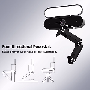 ZECHIN Studio 5-in-1 Full HD 1080P Webcam with Light, Microphone & Speakers, Computer Camera with Fill Light & Privacy Protection, Web Cam Supports Clear Stereo Audio, HD Light Correction