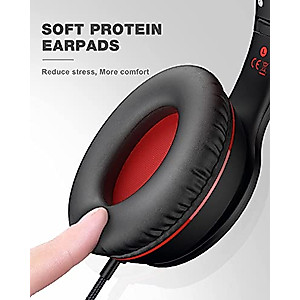 ELECDER i45 On-Ear Headphones with Microphone - Foldable Stereo Bass Headphones with No-Tangle 1.5M Cord, 3.5MM Jack, Portable Wired Headphones for School/Kids/Teens/Smartphones/Travel/Tablet - Red