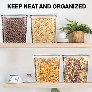 YASHE Cereal Storage Containers Set 6PCS (3.7L/125oz), Airtight Plastic Food Containers with Lids, BPA Free Food Storage Containers for Kitchen Pantry Organization, with 16 Labels & 1 Marker