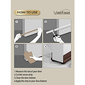 Vastaia Door Draft Stopper Under Door Draft Blocker Insulator Door Sweep Weather Stripping Noise Stopper Strong Adhesive 39" Length (Brown)