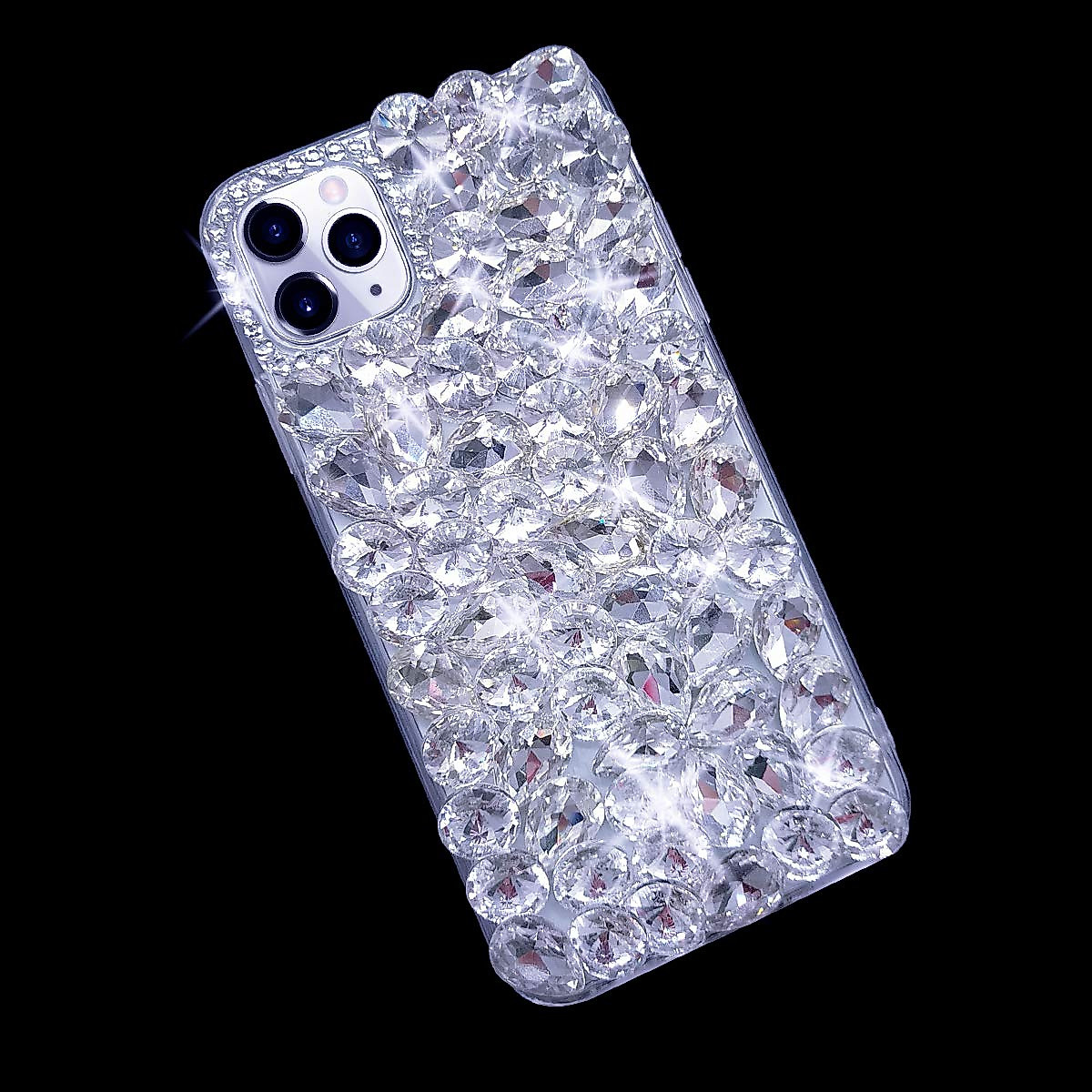 Bonitec for iPhone 11 Pro Max Case 3D Glitter Sparkle Bling Case for Women Luxury Shiny Crystal Rhinestone Diamond Bumper Clear Gems Protective Case Cover