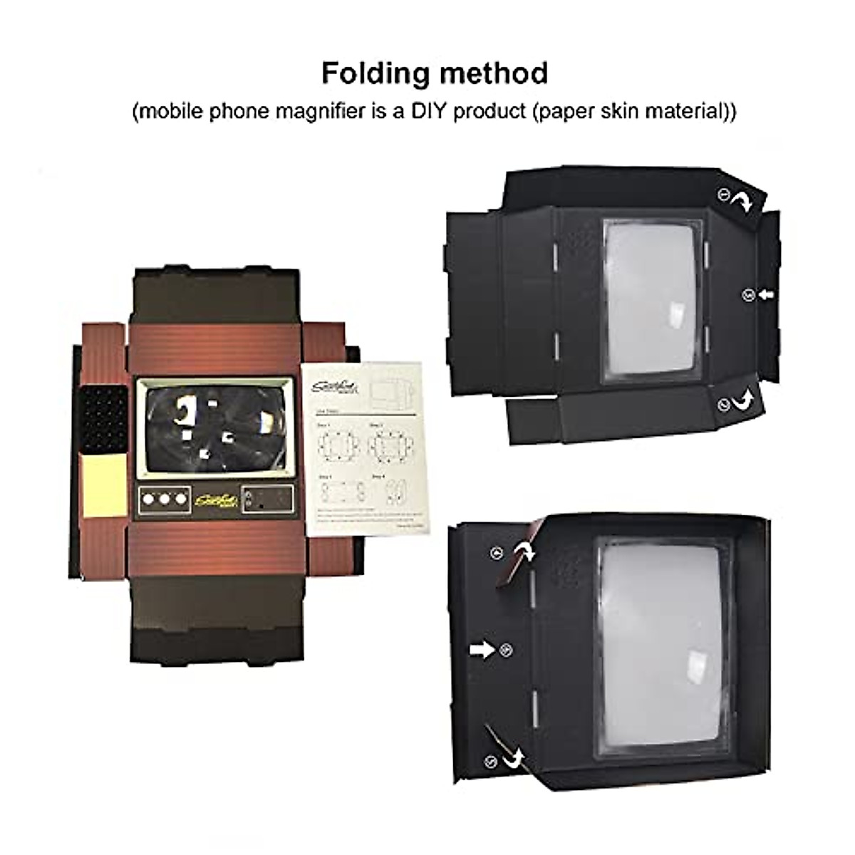 Retro TV Amplifier,Screen Magnifier for Smartphone,Phone Holder – Smartphone 3D Magnifier Projector Screen for Movies, Videos, DIY Cardboard TV Phone Stand with Screen Amplifier for Most Smartphone