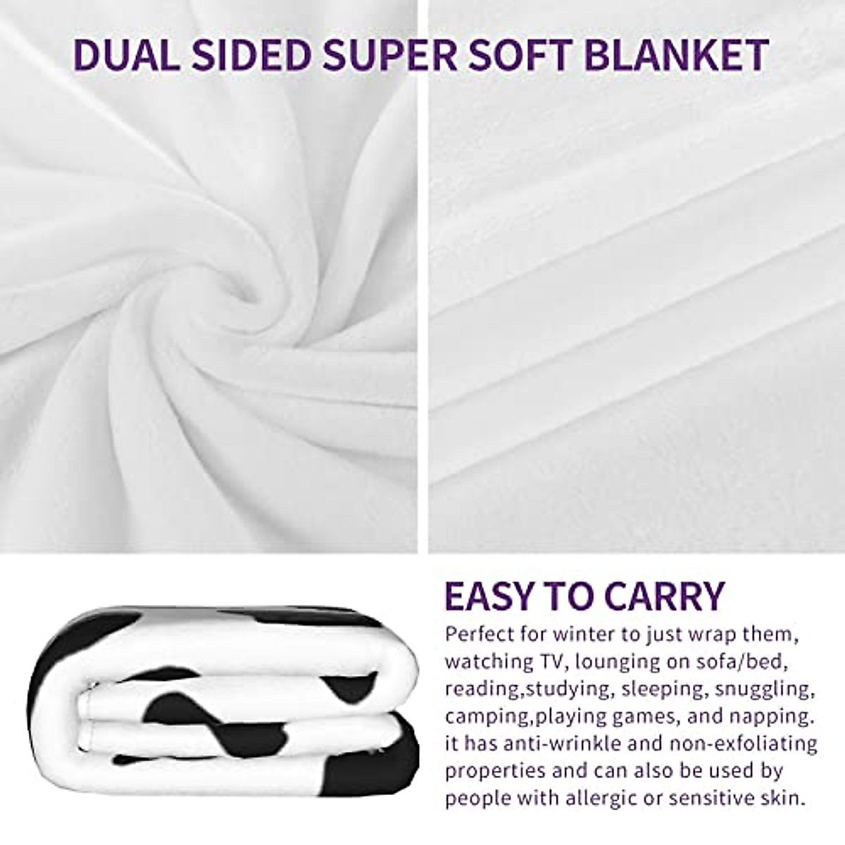 Cow Print Hooded Blanket Flannel Wearable Throw Blanket,Blanket Hoodie Warm Wearable Blanket Soft Fleece Throw Blankets Comfy Hoodie Blankets for Kids Adults