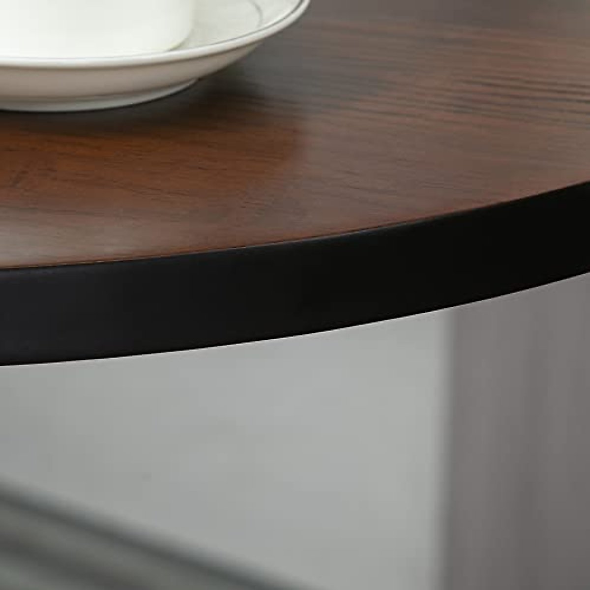 HOMCOM 42" H Bar Height Round Bar Table, Rustic Industrial Pub Table, Elm Wood Top Bistro Table with Metal Base