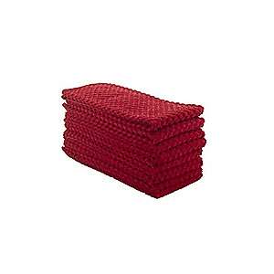 Terry Kitchen Towels, 100% Cotton Kitchen Dish Towels, Set of 8(Size: 25x15 Inches) - 400 GSM Absorbent Terry Cloth Dish Towels, Very Soft for Christmas - Red Color