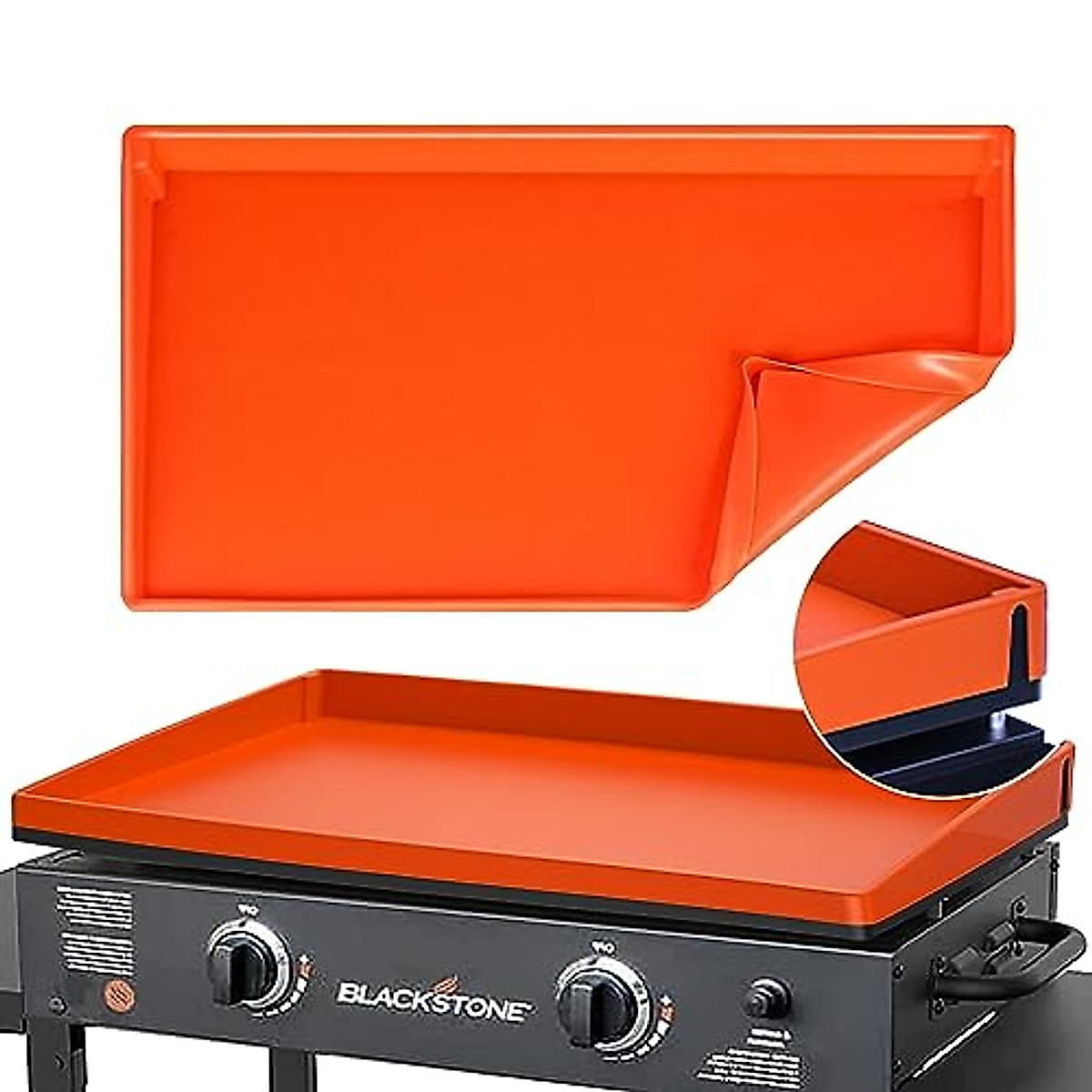 Griddle Cover Mat Full-Edge for Blackstone 28 Inch Grill, Full-Edge Food Grade Blackstone Accessories, Silicone BBQ Grill Buddy Mat for Blackstone Outdoor, Protect from Rust, Insects,Leaves