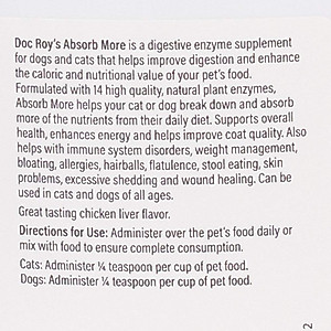 Doc Roy's Absorb More - Digestive Enzyme Supplement- for Dogs & Cats - 4lb Granules