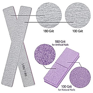 25 Pcs Nail Files for Acrylic Nails and 50 Pcs Purple Mini Buffer Block File, 100/180 Grit Nail Buffer Double Sides Emery Boards Fingernail Files